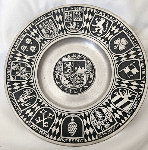 Bayern Pewter Travel Commemorative Plate w/Coat of Arms ~ Germany | eBay