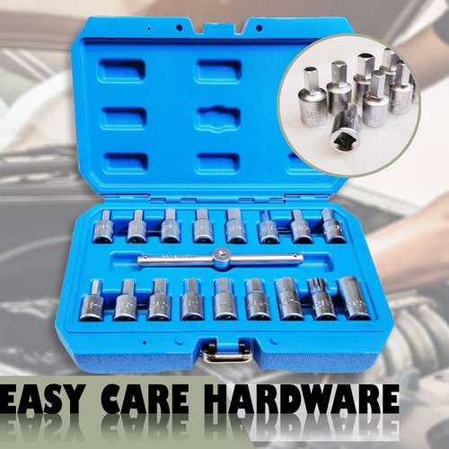 Oil Drain Plug Sump Key Socket Set 18 pcs Axle Oil Spanner 3/8" Car Van ...
