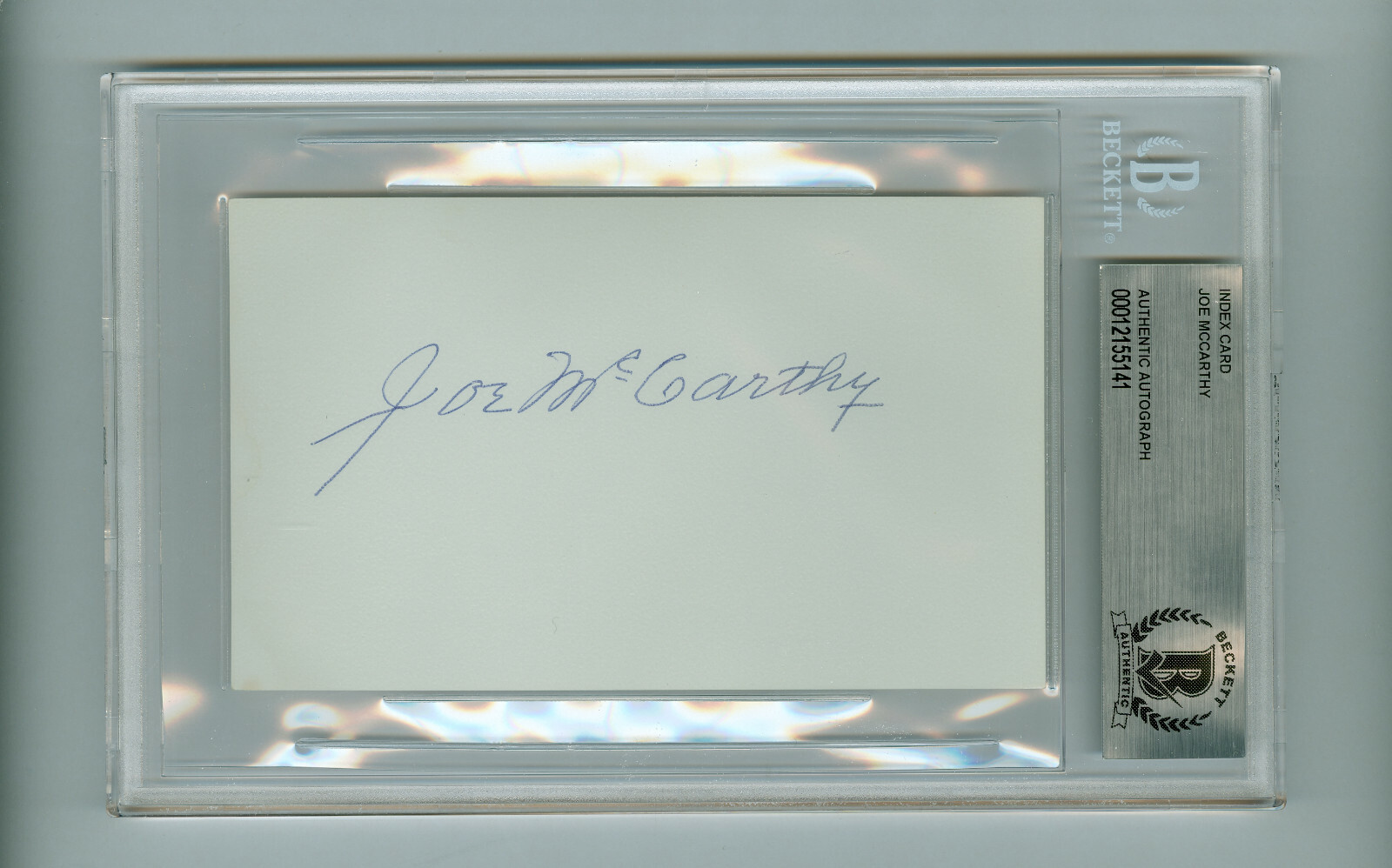 Joe McCarthy NY Yankees Autographed Index Card Beckett Authentic ...