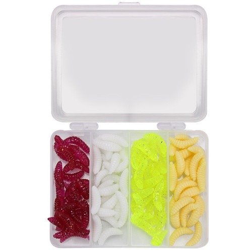 Fake Maggots - 100pcs 2.5cm 0.5g Maggot Grub Soft LureFishing Baits ...