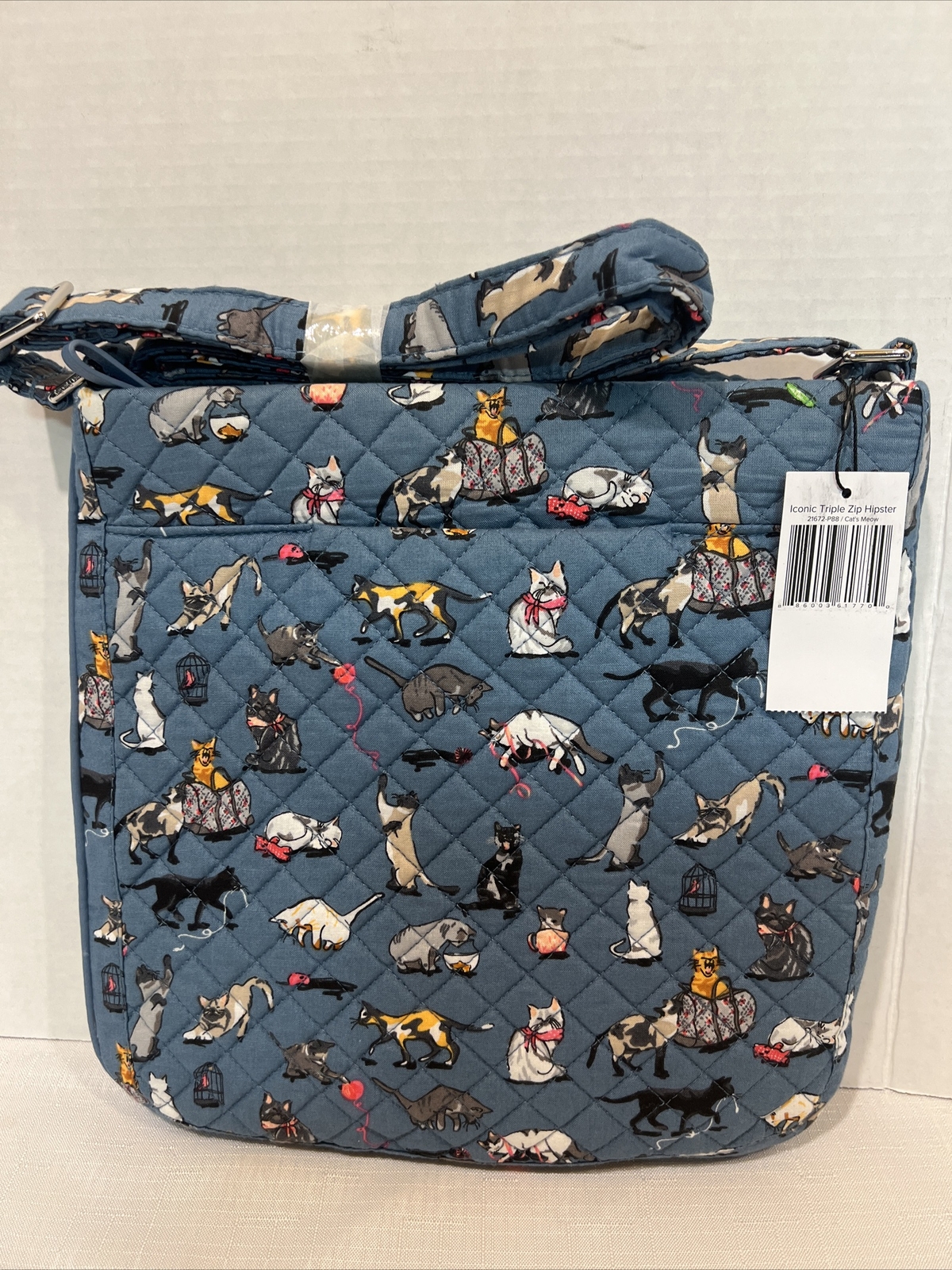 VERA BRADLEY Iconic Triple Zip Hipster Crossbody - Cat's Meow - New ...