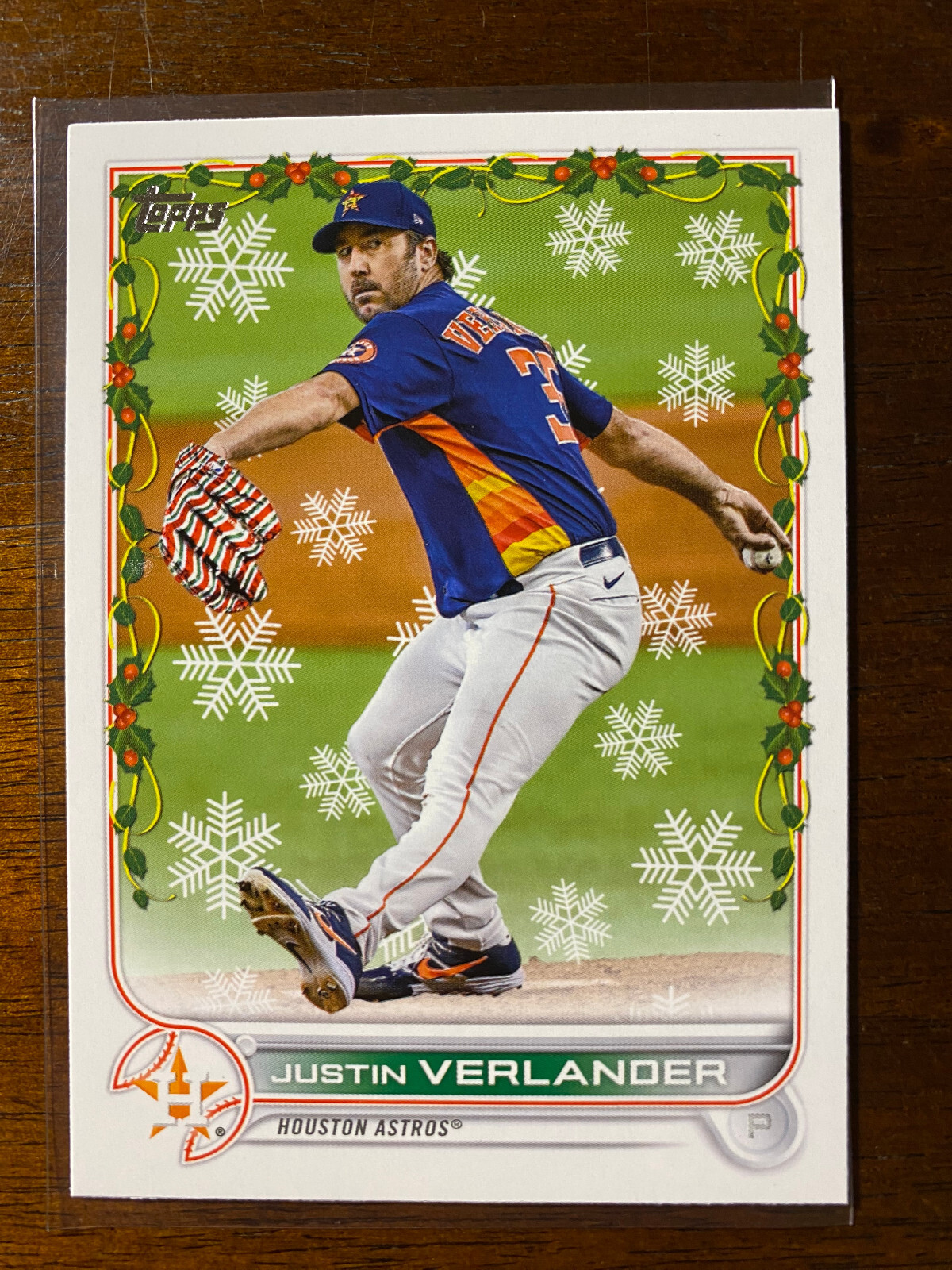 2022 Topps Holiday Justin Verlander #HW43 Candy Cane Glove SP Variation ...