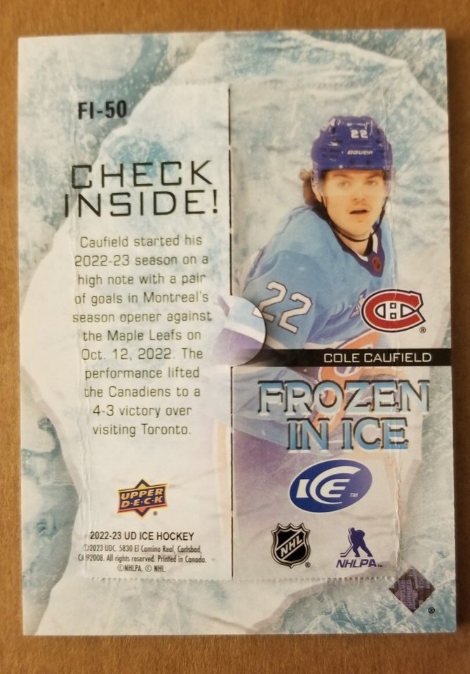 2022-23 Upper Deck Ice Cole Caufield Frozen In Time RIPPED | eBay