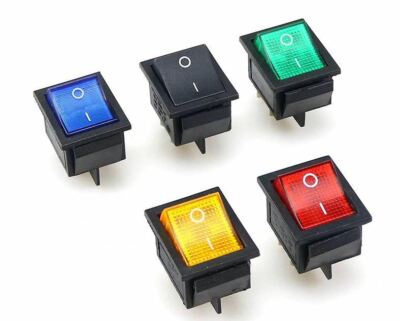 Rectangular ON-OFF, 2 Position Rocker Switch, 4 Pins, 16A 250V AC ,DPST ...