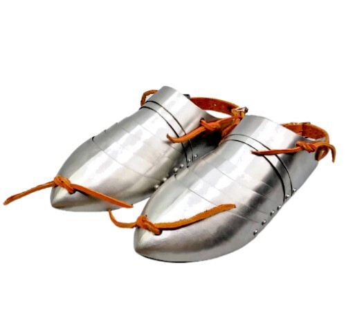 Medieval Steel Sabaton Armour Shoe Pair Crusader Shiny Silver Spartan ...