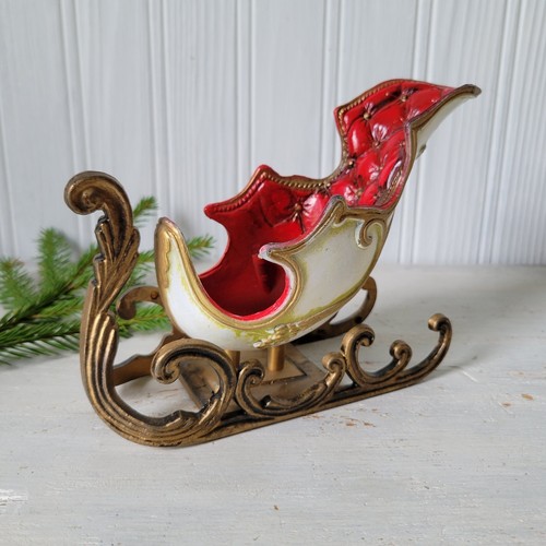 Fancy Vintage Hard Plastic Santa Claus Christmas Sleigh Decoration | eBay
