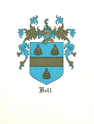 Great Coat of Arms Bell Family Crest genealogy, would look great framed ...