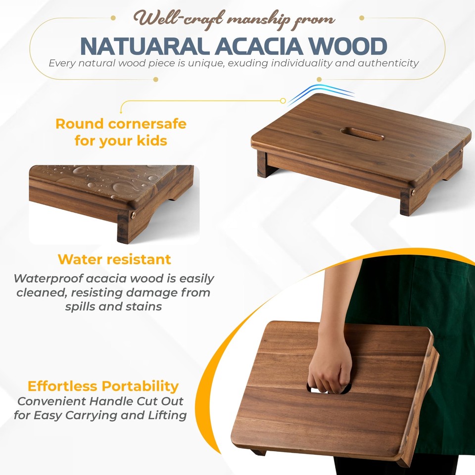 Wooden Step Stool One Step Stool for Adults Bedside Wooden Stool with ...