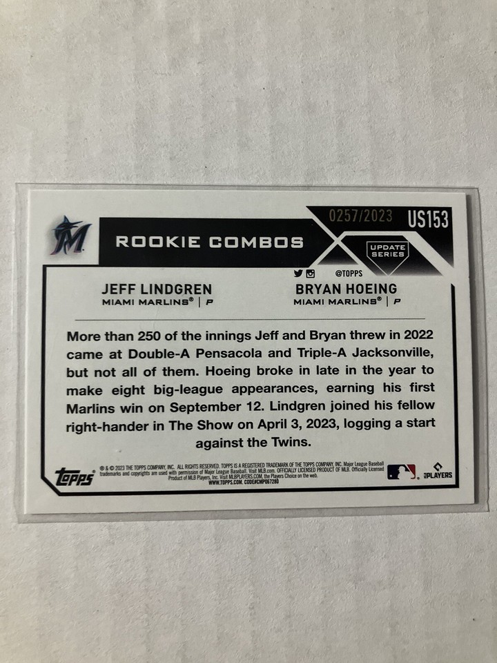 2023 Topps Update Combo Gold /2023 Jeff Lindgren Bryan Hoeing #US153 ...