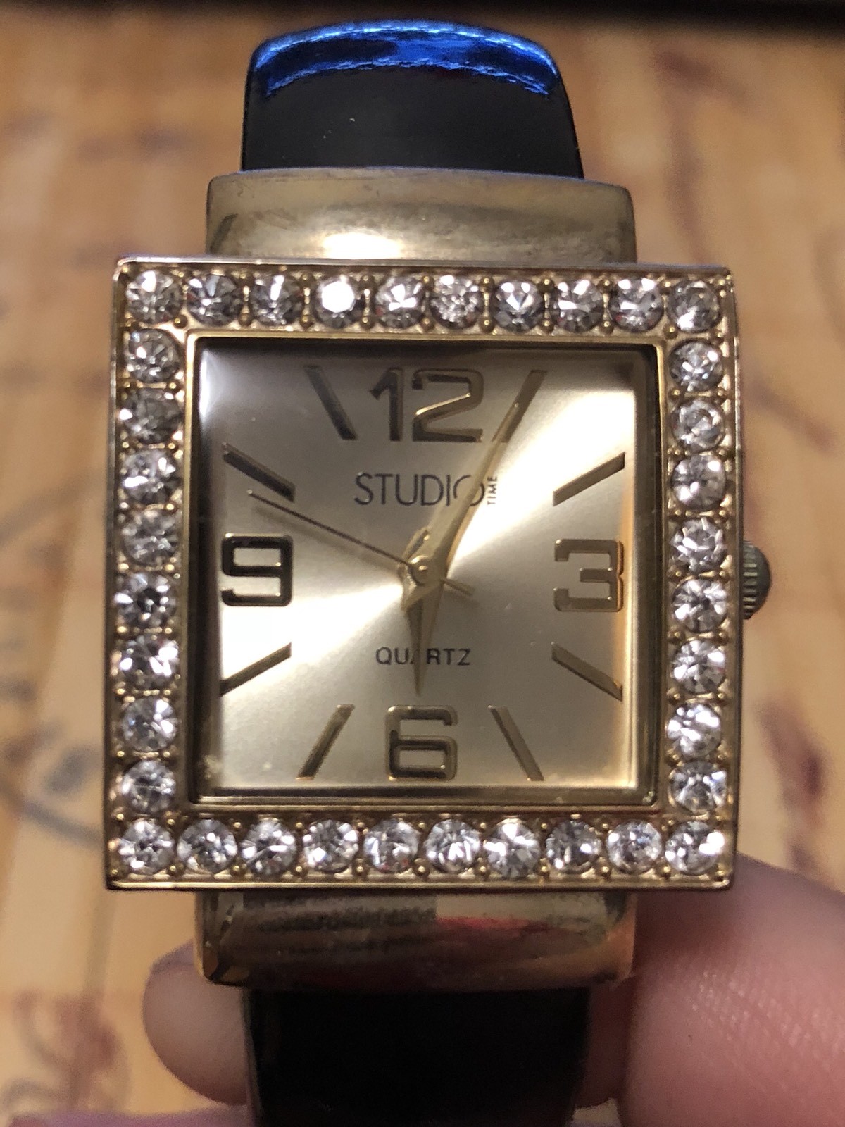 Studio Time Watch With Stones Wristwatch Bling Womens Square Silver ...