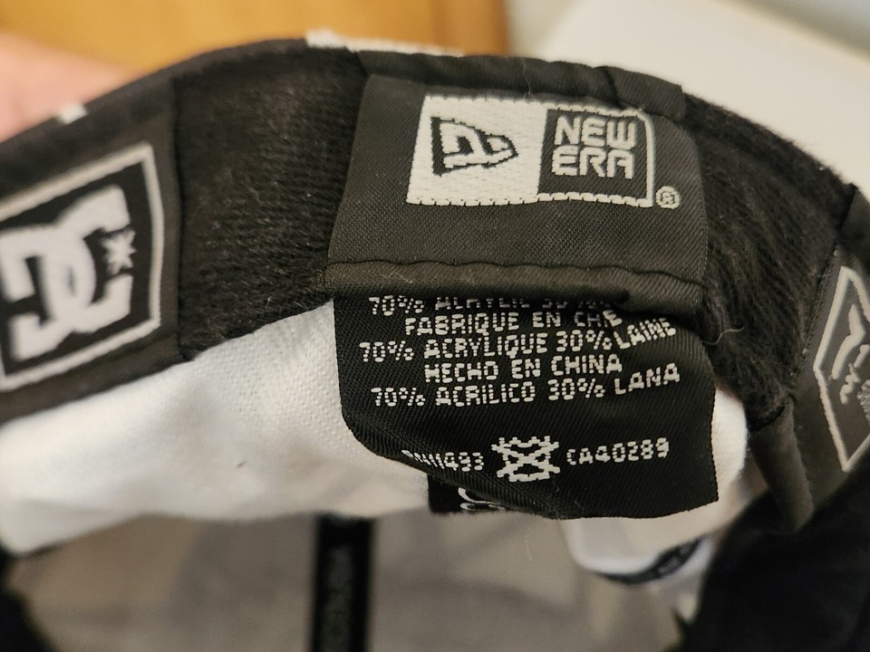 Y2K DC Shoes New Era 59FIFTY Hat Black and White Baseball Cap Size 7 1/ ...