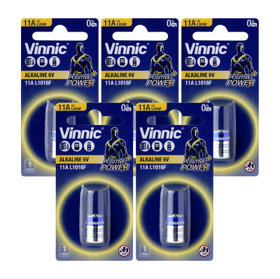 5 Vinnic 11A batteries Alcaline 6V L1016F 1BL E11A GP-11A GP11A Exp ...