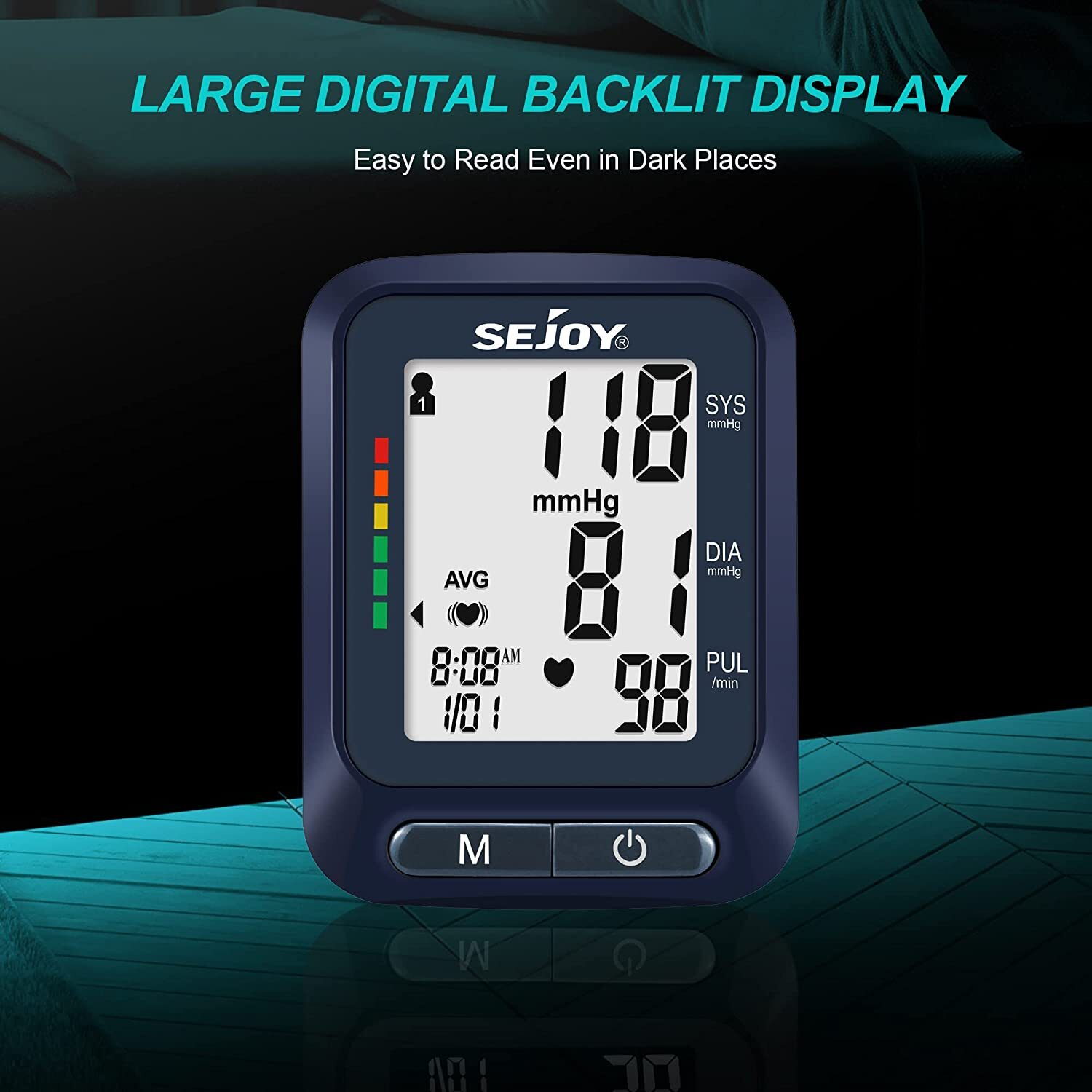 SEJOY Automatic Blood Pressure Monitor Wrist Digital BP Cuff Heart Rate ...