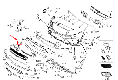 MERCEDES-BENZ GLA X156 Front Bumper Area Center Cover A1568858500 NEW ...