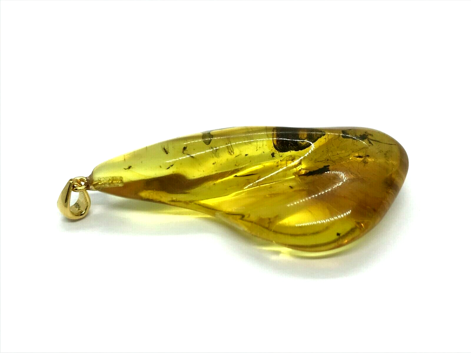 Amber Pendant 6 Insects Fossil Insect Inclusion Silver 925 Gold Plated ...
