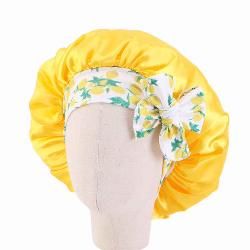 Girls Kids Satin Turban Sleep Night Cap Hair Care Bonnet African Print ...