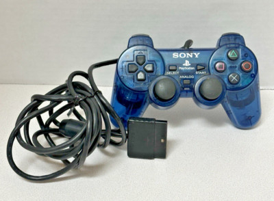Sony PlayStation 2 PS2 Ocean Blue Clear Controller DualShock OEM TESTED ...