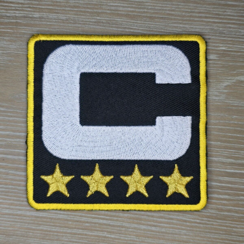 BLACK CAPTAIN C PATCH 4 GOLD STARS SPORTS JERSEY EMBROIDERED IRON ON ...