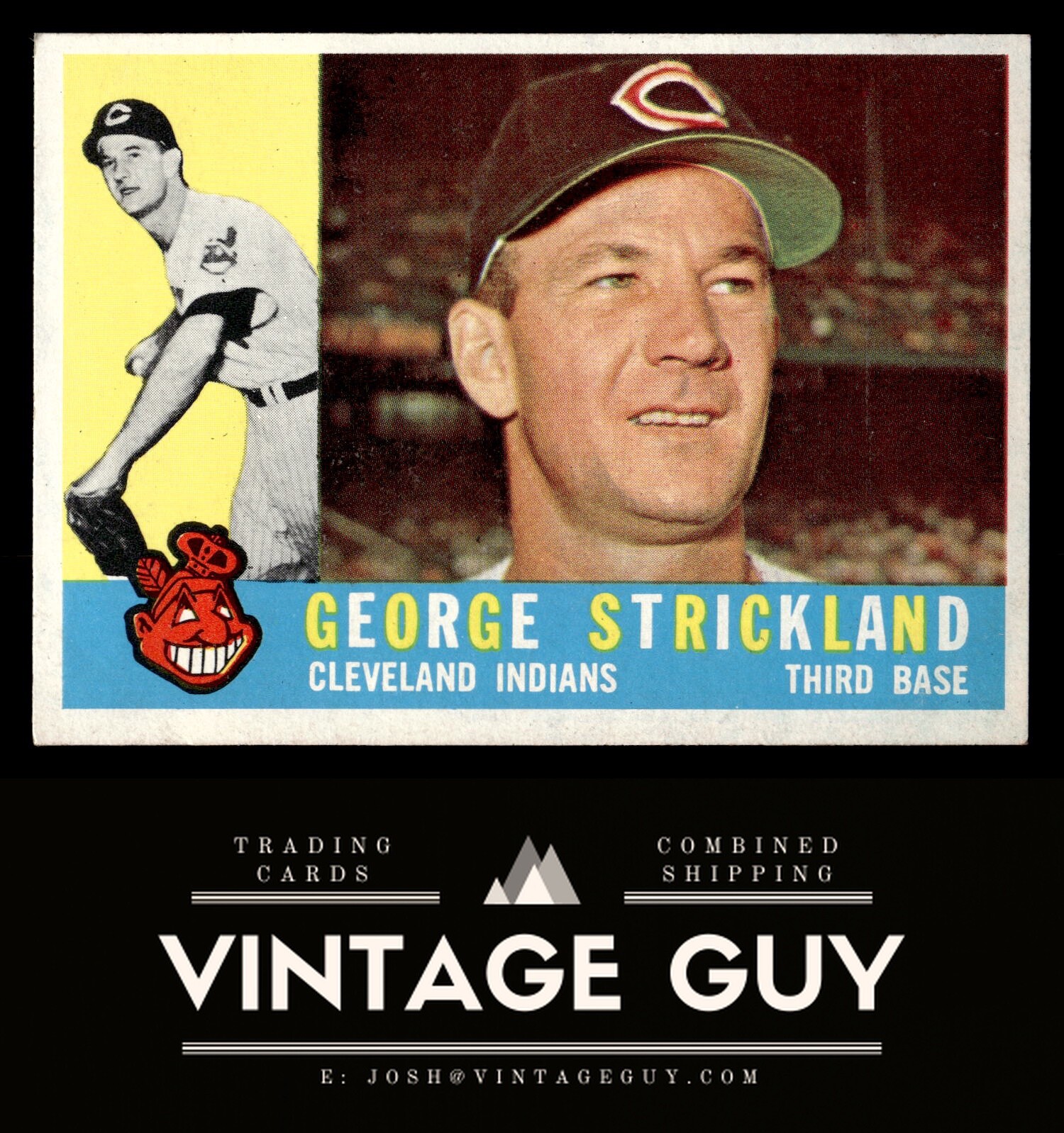 1960 Topps #63 George Strickland Vintage Cleveland Indians Baseball ...