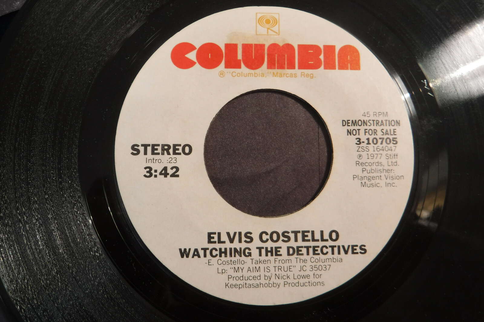 Elvis Costello, Watching The Detectives,Columbia 3-10705, 1978 DJ PROMO ...