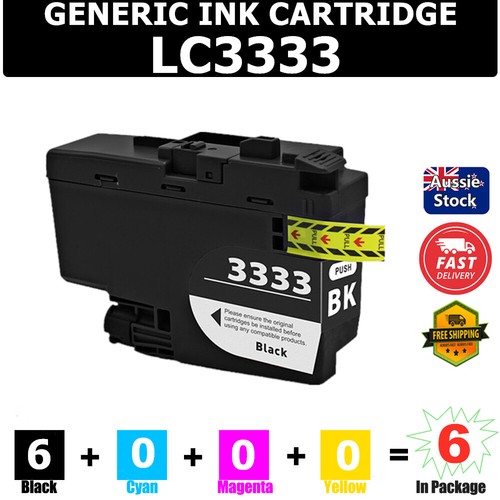 6X Generic LC3333 LC-3333 Black Ink Cartridge For Brother MFC-J1100dw ...