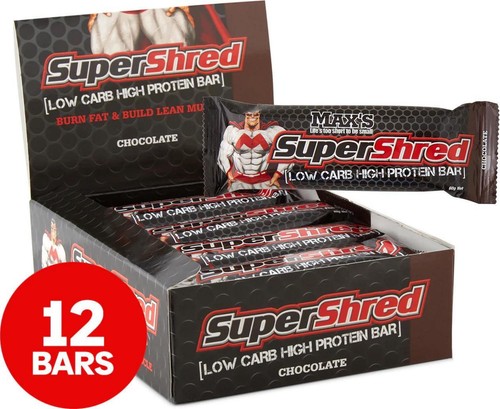 12 X Max's Super Shred Low Carb High Protein Bar 60g - Chocolate | eBay