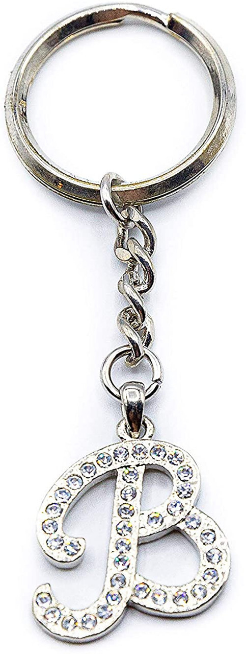Chrome Plated Letter B Keychain Ring With Swarovski Crystals | eBay