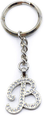 Chrome Plated Letter B Keychain Ring With Swarovski Crystals | eBay