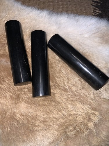 BUFFALO HORN KNIFE HANDLE Round Rod 5” X 1” Natural Black, Knife Making ...