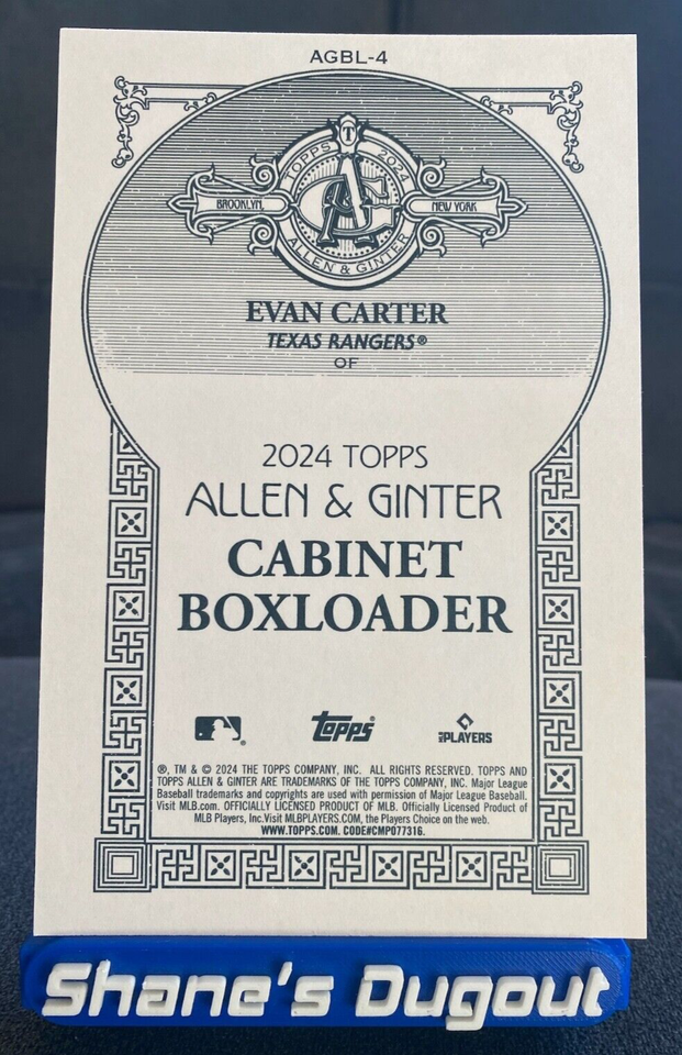 2024 Topps Allen Ginter RC Evan Carter Oversized Box Topper #AGBL-4 ...