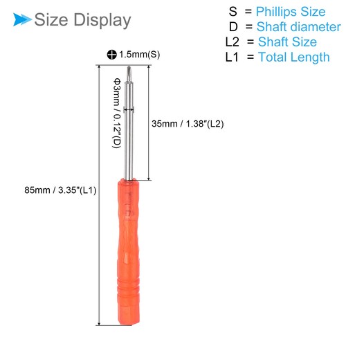 5pcs Tiny Phillips Screwdriver 1.5mm Cross Head Driver W Non-Slip Red ...