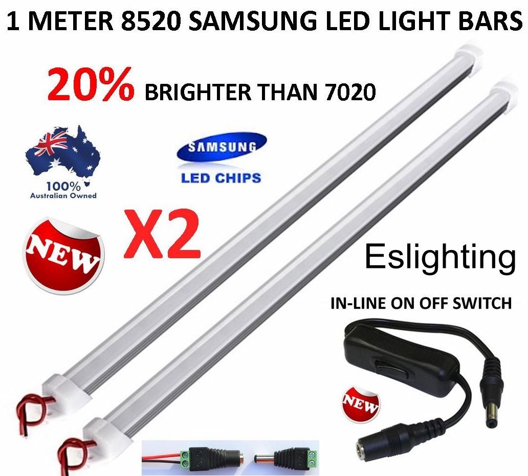 2X 100CM 12V 8520 LED STRIP LIGHT BAR CARAVAN 4WD CAMPING BOAT TENT ...
