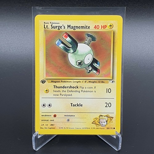 POKEMON CARD GYM HEROES 2000 LT. SURGE'S MAGNEMITE 1ST EDITION 80/132 ...