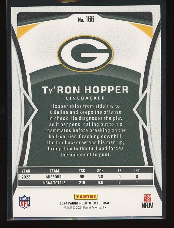 2024 Certified Ty'Ron Hopper RC #/400 - Packers | eBay