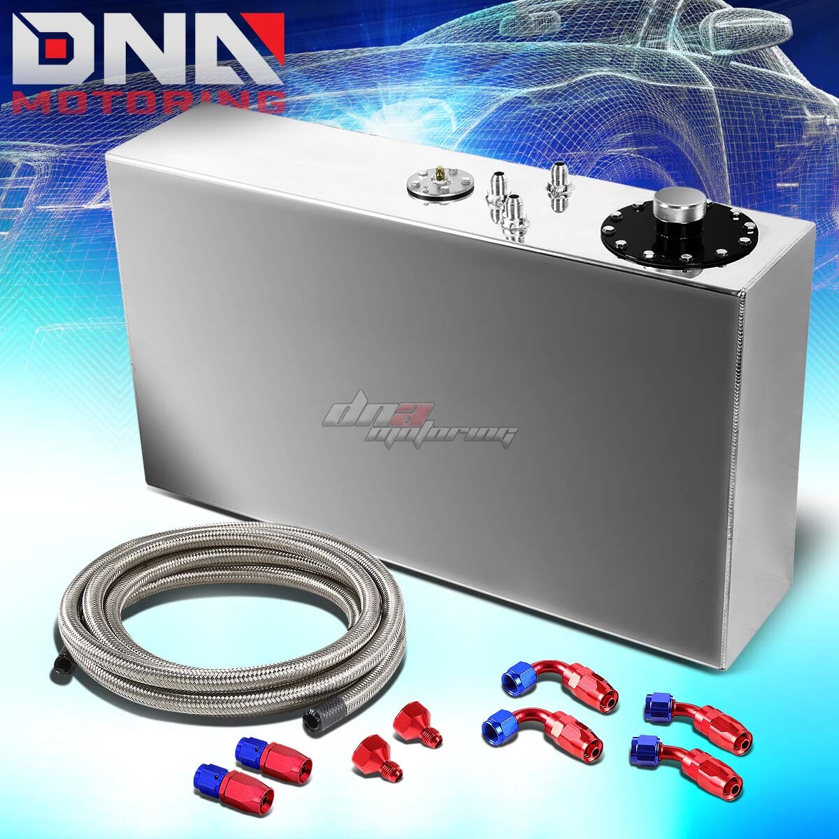 17 GALLON TOP-FEED ALUMINUM RACE SLIM FUEL CELL TANK+LEVEL SENDER+STEEL ...