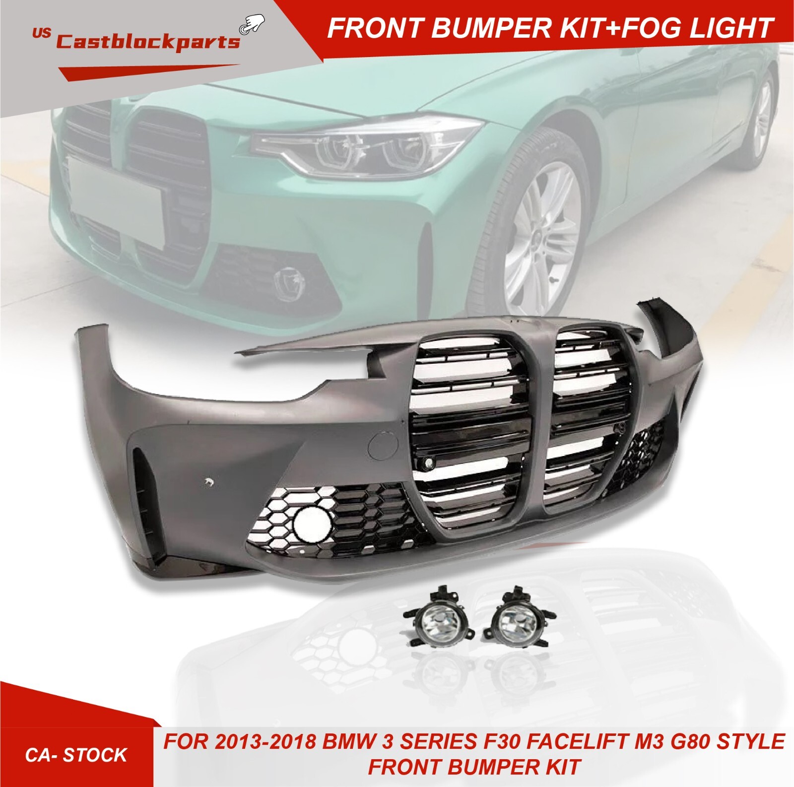 For 2013-18 BMW 3 Series F30 Facelift M3 G80 Style Front Bumper kit W ...