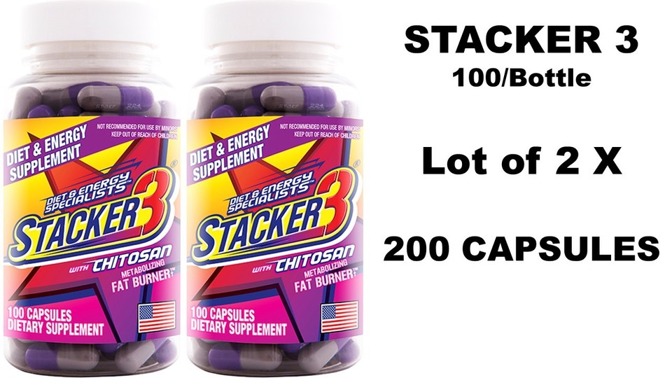 Stacker Three w/Chitosan Dietary 2 Fat Burner Weight Loss Capsule (Pick ...