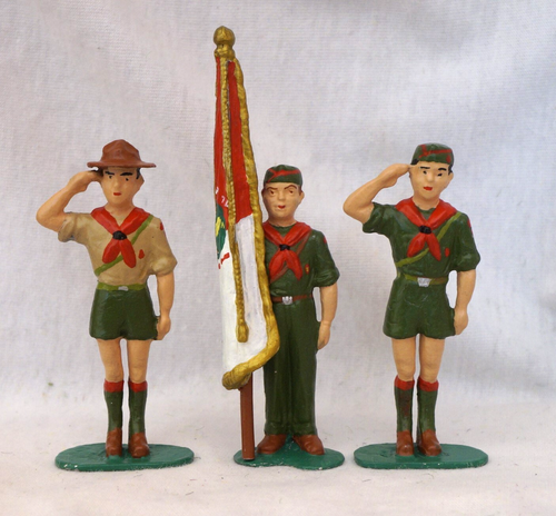 3 Boy Scout of America Metal Figures Saluting BSA Flag American ...