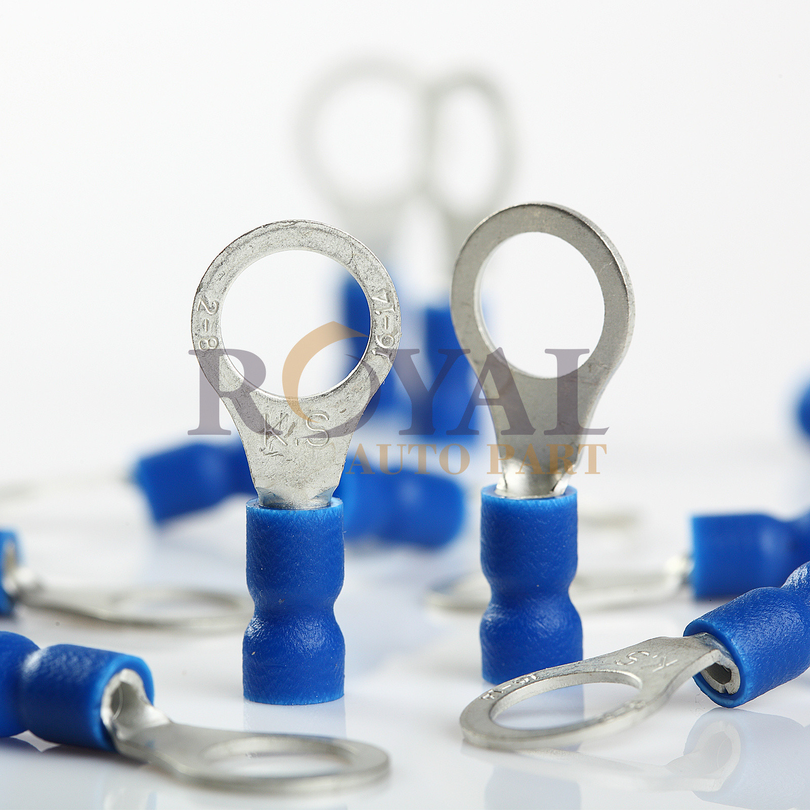 100pcs #5/16" Blue 16-14 GA AWG Vinyl Ring Terminal Connector Gauge ...