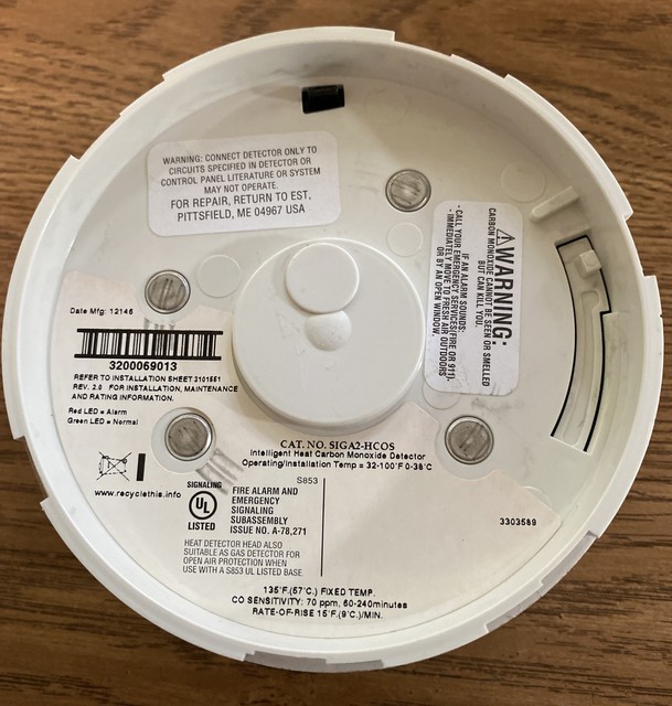 EST EDWARDS SIGA2-HCOS Intelligent Photoelectric Heat Detector w/ CO ...