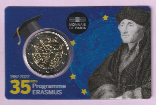 Coincard 2 Euro BU FRANKREICH 2022 - 35 Jahre ERASMUS Programm, 2 € Gedenkmünze UNC | eBay.de