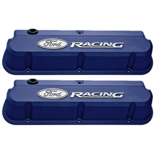 Ford Performance Valve Cover Tall Slant Edge Ford Blue Crinkle With ...
