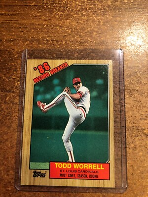 1987 Topps Baseball # 7 Record Breaker Todd Worrell 36 Saves As Rookie ...