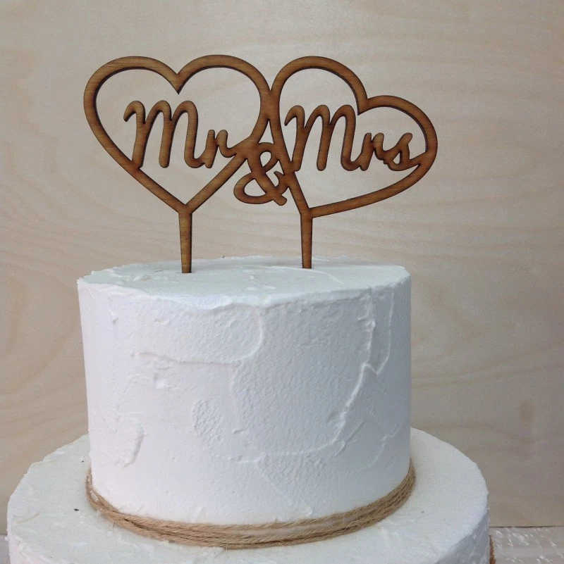 Rustic Heart Wedding Cake Toppers