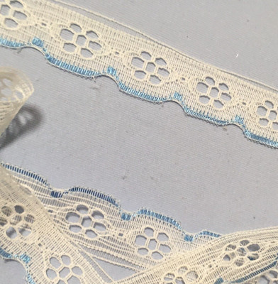 Scalloped Lace Trim Edging Two-tone Eyelet Edging 3/4" White Blue 10 ...