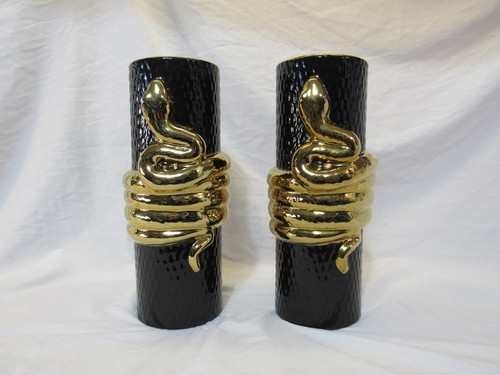 Two Gold Coiled Snake Vases Ceramic | eBay