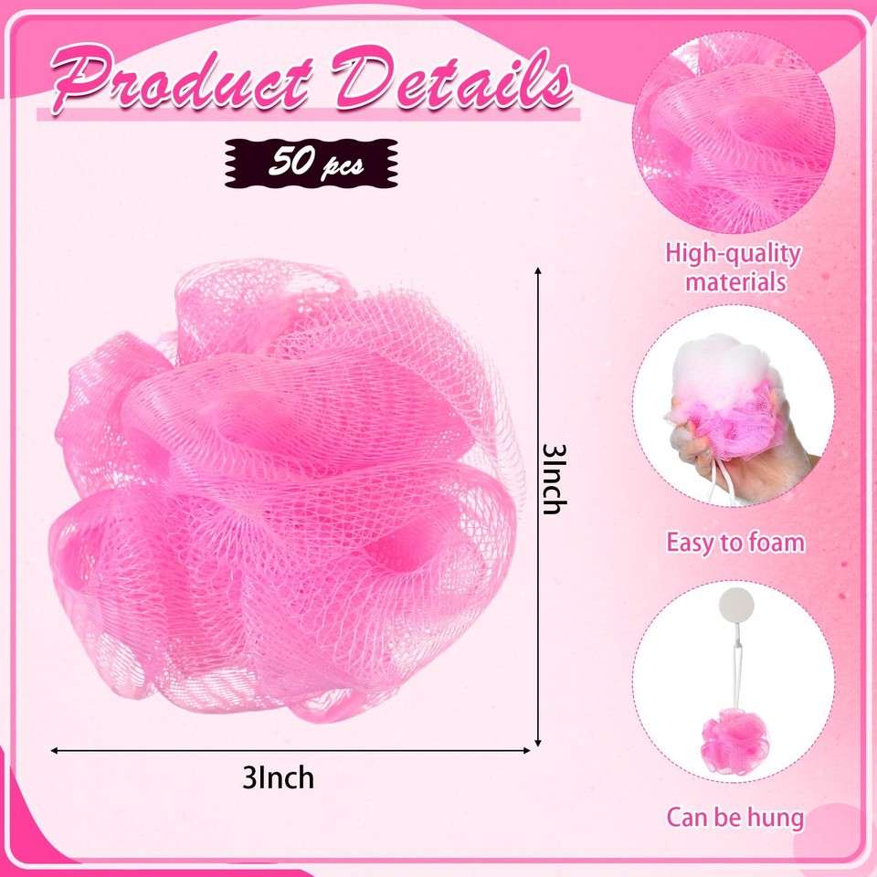 50 Pcs Loofah Sponge Bulk Mini Shower Sponge 3 Inch Loofahs Shower Pouf ...