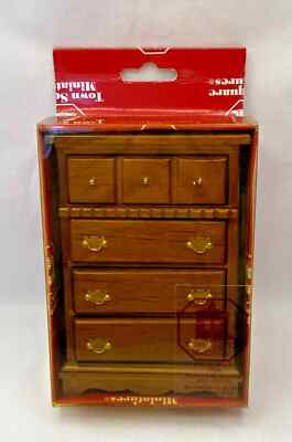 Town Square Miniatures Dollhouse Wooden 4 Drawer Chest #D6813, Brown ...