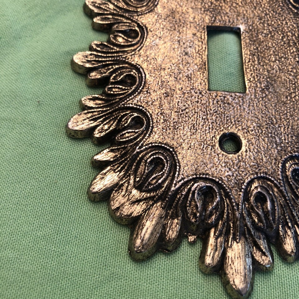 3- Vintage Electrical Switch Brass Metal Tear Drop Ornate MC Covers ...