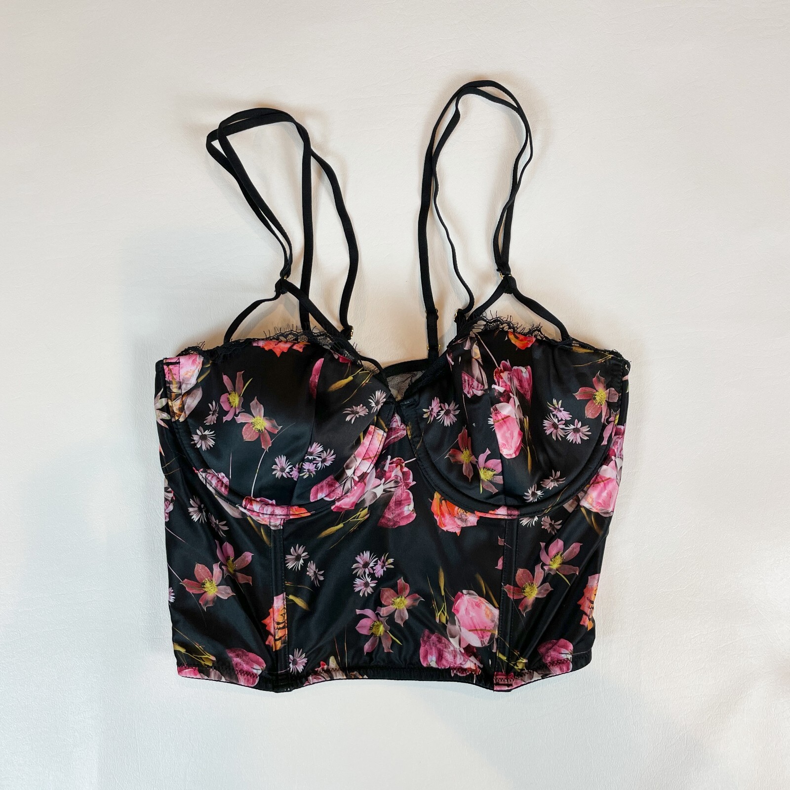 NWOT Victoria's Secret Bra 32D Very Sexy Long Bra Top Black Floral | eBay